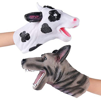 KIDAMI Animal Puppets_ Cow and Dog Puppets_ Hand Puppet Toys Set ...