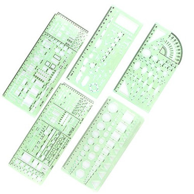 Unime 5PCS Expanded House Plan Template Measuring Templates Geometric ...