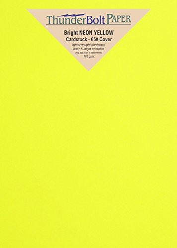 50 Bright Neon Yellow Fluorescent Color Cardstock - 5" X 7" (5X7 Inches ...