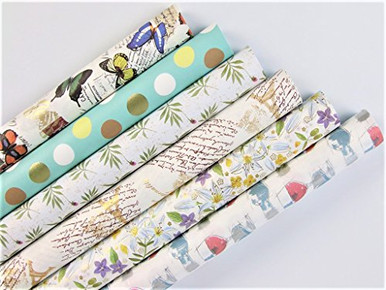 UNIQOOO Premium Gift Wrapping Paper Bulk,3 Rolls,6 Designs,24 Sheets ...