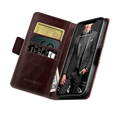 SUANPOT Designed for iPhone 12 Mini Wallet case for Men Genuine Leather ...