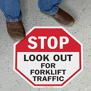 SmartSign Stop _ Look Out for Forklift Traffic Anti Slip Adhesive ...