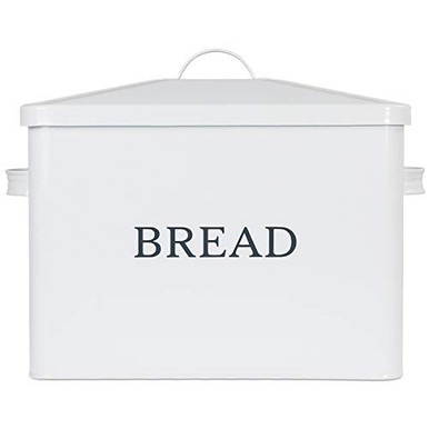 Extra Large White Bread box Vertical Vintage Metal Bread Bin With Lid ...