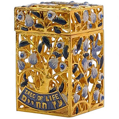 Quality Judaica Modern Jeweled Tzedakah Charity Box _ Handmade_ Gold ...