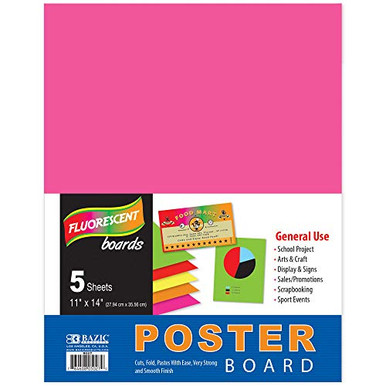 BAZIC 11 X 14 Multi Color Neon Poster Board Assorted Colors Paper ...