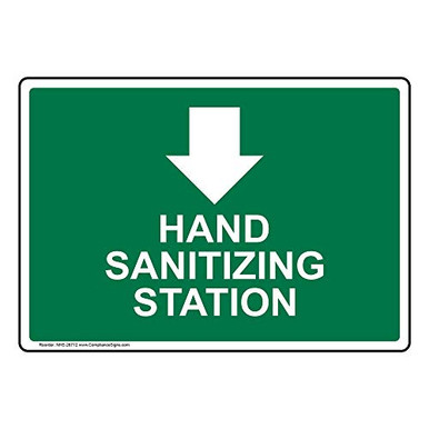 Hand Sanitizing Station Down Arrow Sign 10x7 in_ Plastic for ...