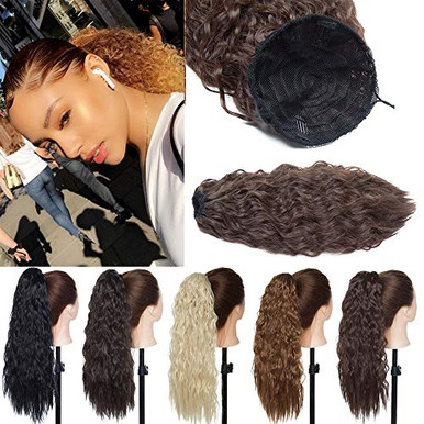 Corn Wave Ponytail Hair Extension Afro Kinky Curly Drawstring Ponytail ...