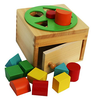 Wooden Shape Sorter Box with Rotating Wheel - wooden toys for 1 year ...