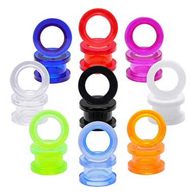9 Pairs Clear UV Acrylic Screw Doble Flared Ear Plugs Tunnels Expander ...
