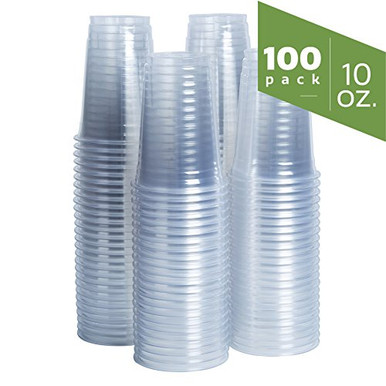 10 oz. Plastic Cups, Crystal Clear PET Plastic [100 Pack ...