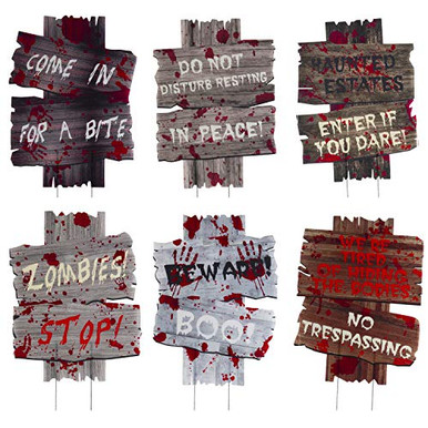 Scary Halloween Yard Signs for Scary Outdoor Decoration - Beware - No ...