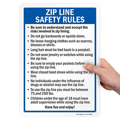 SmartSignZip Line Safety Rules Sign 10 x 14 Aluminum - Warehousesoverstock