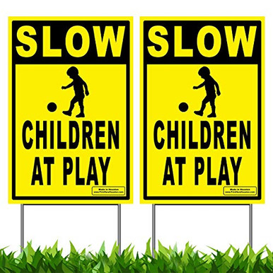 Vibe Ink Pack of 2 Slow - Children at Play Caution Yard Signs - Lawn ...