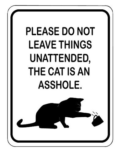 Dark Spark Decals Please Do Not Leave Things Unattended The Cat is an ...