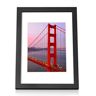 A4 Black Picture Frames Display 6x8 Wood Photo Frame with Mat Desktop ...