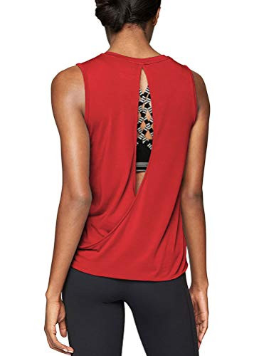 Mippo Womens Open Back Workout Tops Cute Backless Yoga Shirts Muscle ...