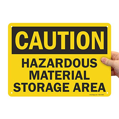 SmartSignCaution - Hazardous Material Storage Area Sign 10 x 14 Plastic ...