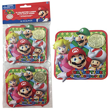 Super Mario Bros Valentine Cards With Gold Coins (For 24 Kids ...