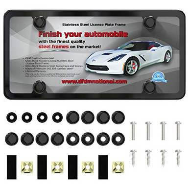 Gloss Black Anti-Theft License Plate Frame Kit Premium 304 Stainless ...