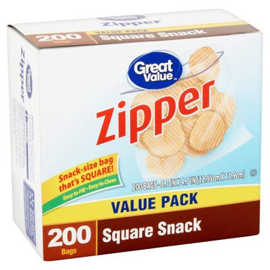 Great Value Zipper Square Snack Bags Value Pack - Warehousesoverstock