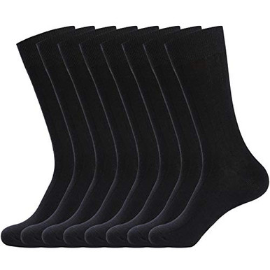 WANDER Dress Socks Mens Classic Cotton Solid Premium Ribbed Socks ...