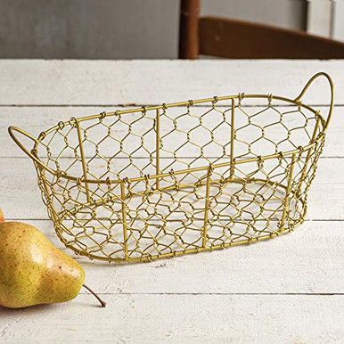 Colonial Tin Works Oval Chicken Wire Basket Small Decorative Farmhouse ...