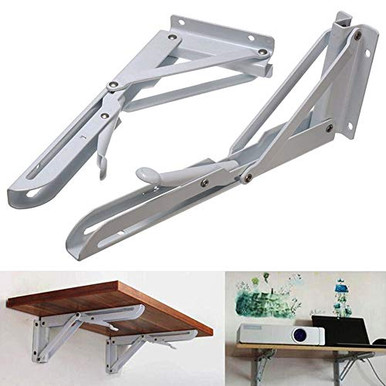 2PCS Folding Shelf Bracket, Wall Mount Support - Heavy Duty Fold Table ...