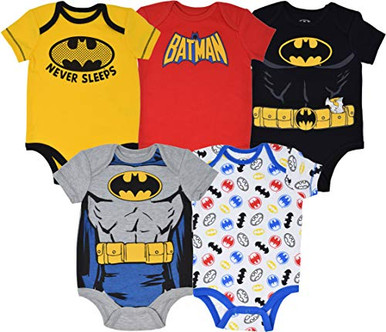 Warner Bros_ Baby Boys 5 Pack Bodysuits - Batman Robin Joker and ...