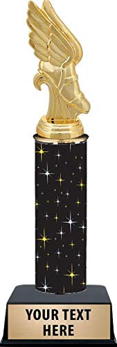 11 Track Winged Foot Trophies - Black Midnight Track Winged Foot Trophy ...