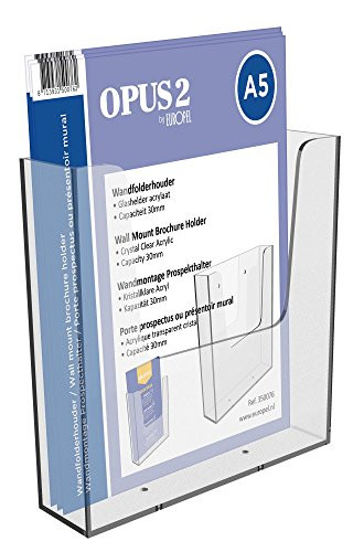 OPUS 2 Wall Mounted Brochure Holder for A5 Size Crystal Clear Acrylic ...