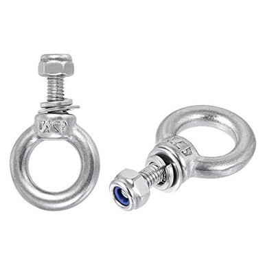 uxcell Lifting Eye Bolt M4 x 11mm Male Thread with Hex Screw Nut Gasket ...