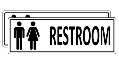 2 Pack Restroom Signs for Business and Home - Self-Adhesive Metal ...