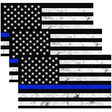 BOKA 3 Pack Thin Blue Line Sticker Decal 5x3in Highly Reflective Police ...