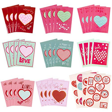 32 Pack Valentines Cards for Kids 8 Different Patterns 32 Pieces ...