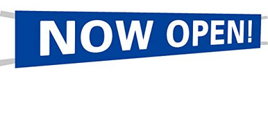 Large Blue Now Open Banner Now Open Sign for Businesses Cafes and ...