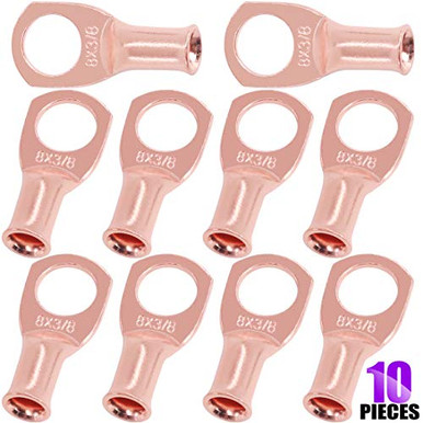 Swpeet 10Pcs 8 AWG - 38 M10 Ring Terminals UL Listed Copper Battery ...