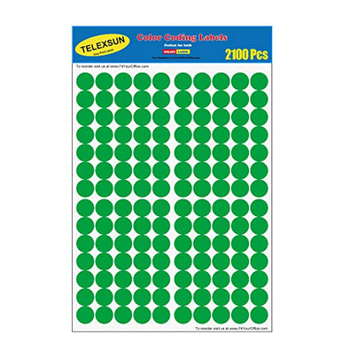 2100 Pcs 34 Round Color Coding Circle Dot Labels Green 0_75 in Circle ...