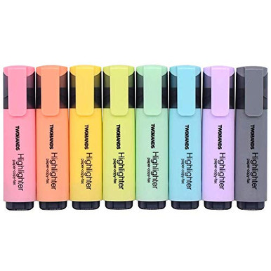 TWOHANDS Highlighters 8 Assorted Pastel Colors Chisel Tip Marker Pen ...