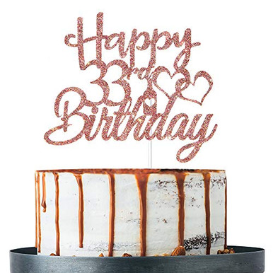Rose Gold Glitter Happy 33rd Birthday Cake Topper 33rd Birthday ...