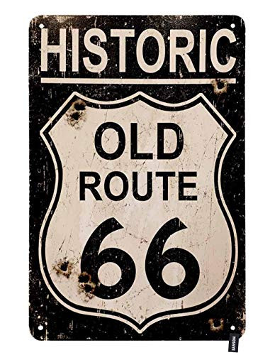 HOSNYE Route 66 Tin Sign Historic Old Route 66 Road Vintage Metal Tin ...