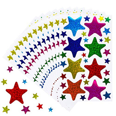 Kenkio 680 Pieces Laser Shiny Sparkle Star Stickers Reward Star ...