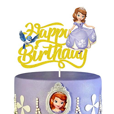 LYNHEVA Gold Glitter Sofia Cake Topper Disney Princess Sofia Inspired ...