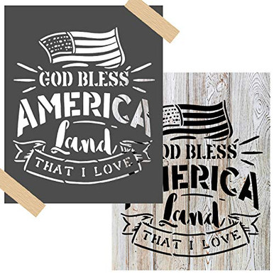 OCCdesign God Bless America Land Sign Stencils - Rustic Farmhouse ...