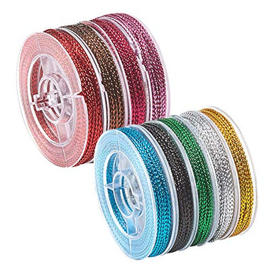 PH PandaHall 9 Color Metallic Tinsel Cords 90 Yards Gift Tags Metallic ...