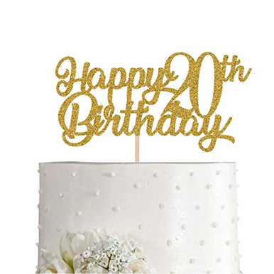 20th Birthday Cake Topper Gold Glitter Cheers To 20 Years Party ...