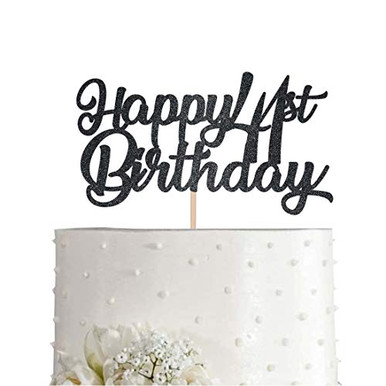 Black Happy 41st Birthday Cake Topper Black Glitter Cheers To 41 Years ...