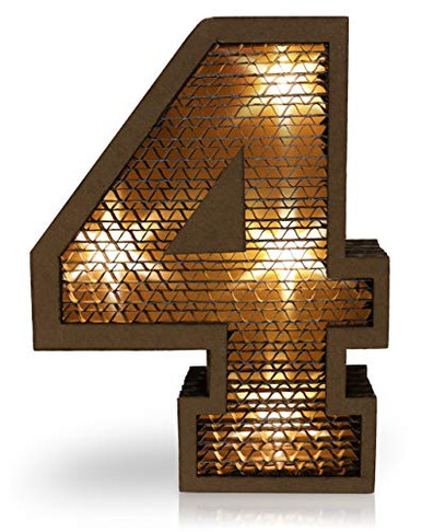 LED Light Paper Marquee Number Decor - Number 4 - Wall Design with ...
