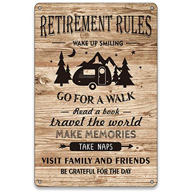 BellowDeer Funny Wall Decor Retirement Gift Vintage Retirement Rules ...