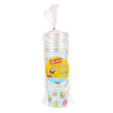 Glad for Kids 12oz Spongebob Squarepants Paper Snack Bowls with Lids 20 ...
