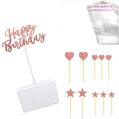 Cake Money Box Set with Glitter Happy Birthday Cake Topper Heart and ...